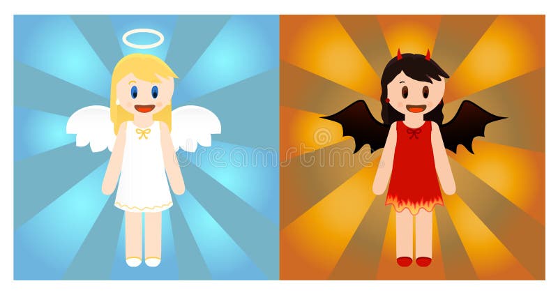 Angel and devil stock vector. Illustration of face, diabolical - 14673431
