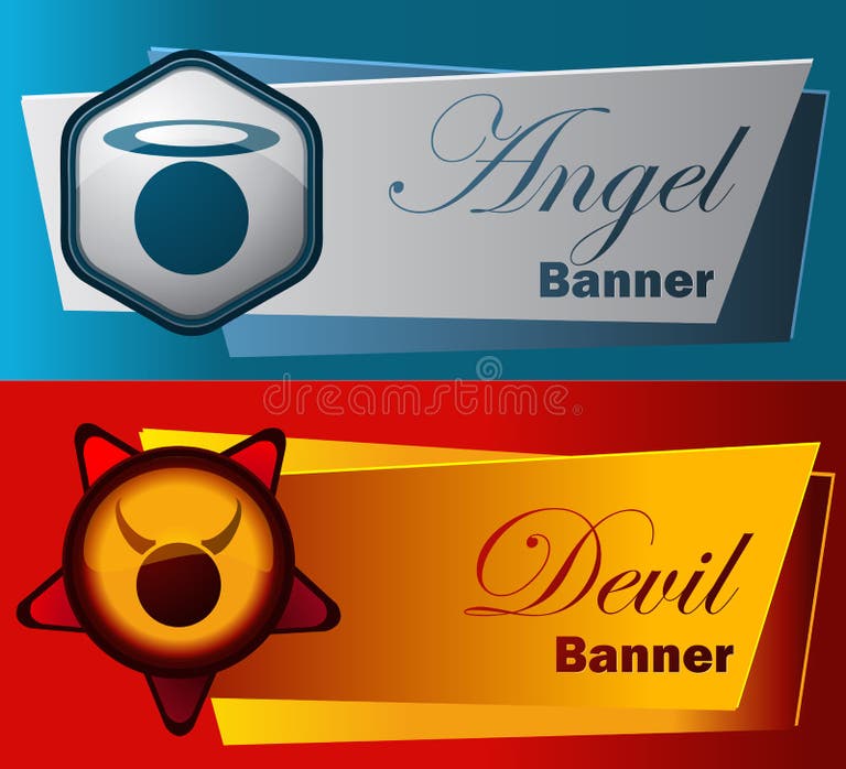 Angel and Devil Banners. stock vector. Illustration of banner - 79513934