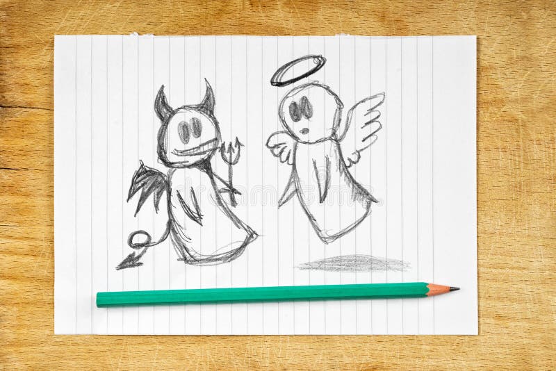 Angel and Devil stock illustration. Illustration of pencil - 48470705