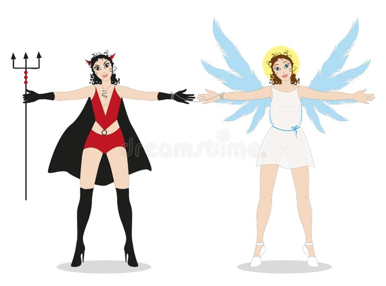 Angel or devil? stock illustration. Illustration of good - 34911802