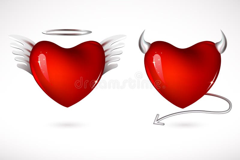 Angel and Devil Hearts stock vector. Illustration of demon - 18513305