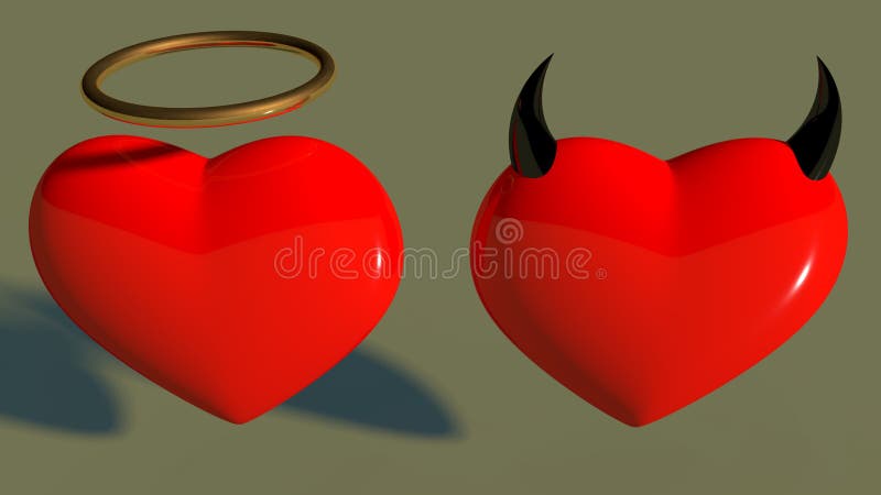 Angel and Devil Hearts Concept Stock Illustration - Illustration of ...