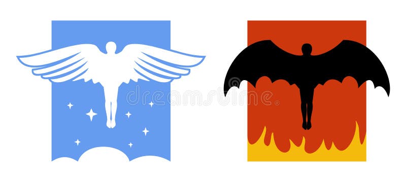 Angel and devil icons stock vector. Illustration of fire - 77979886
