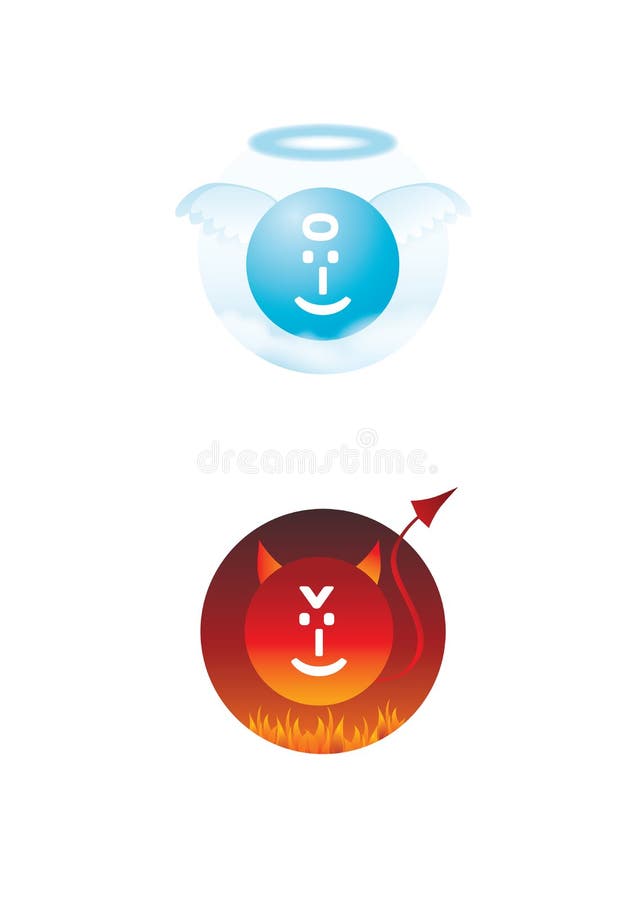 Angel and Devil Symbol with Smileys Stock Vector - Illustration of love ...