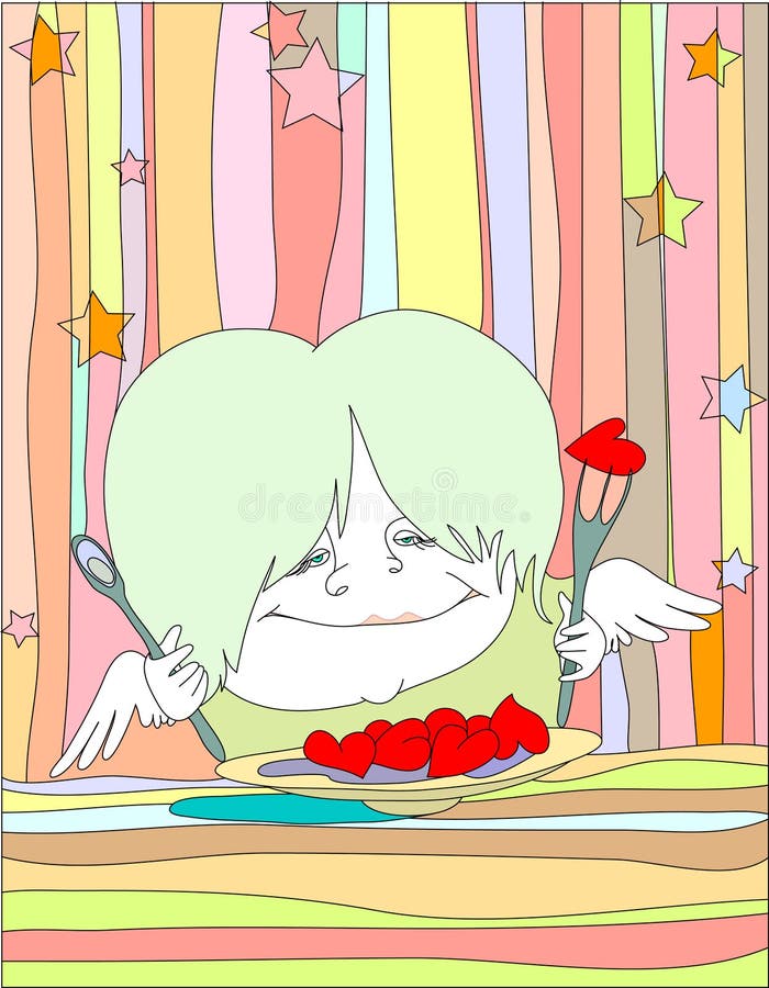 Angel eats heart stock illustration. Illustration of cheerful - 28270456