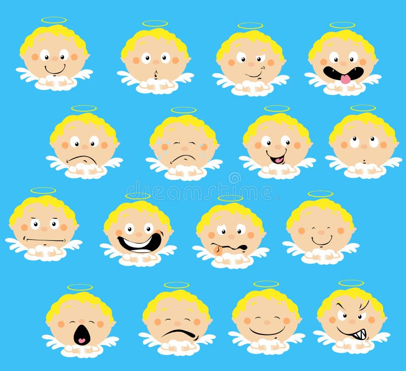 Angel Emoticon Icons Sticker Vector Flat Design Stock Vector ...