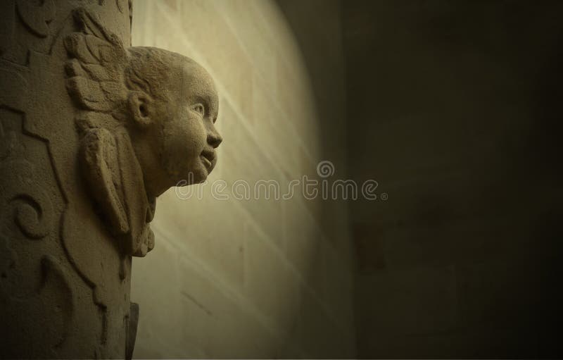 Angel Face Sculpted in Architecture Stock Photo - Image of gothic ...