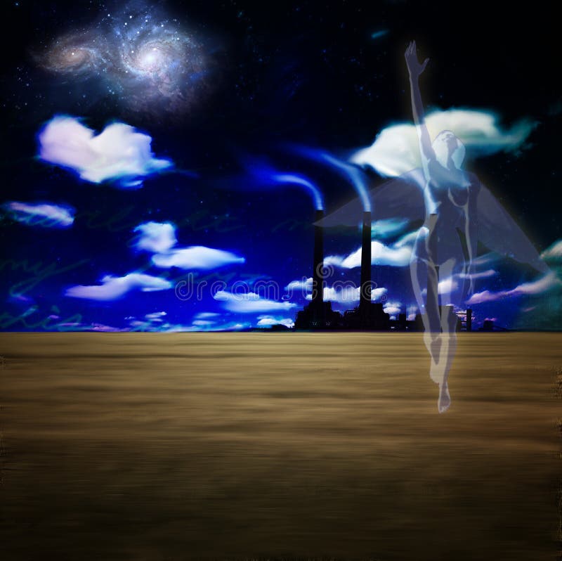 Angel of Factory Night stock illustration. Illustration of dreaming ...