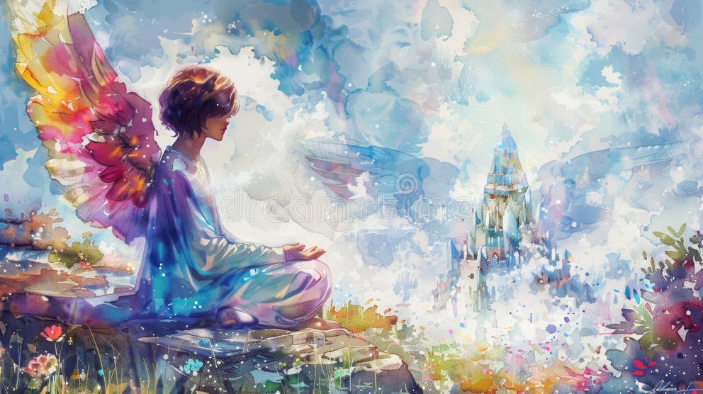 Angel Fairy is in prayer stock illustration. Illustration of soul ...