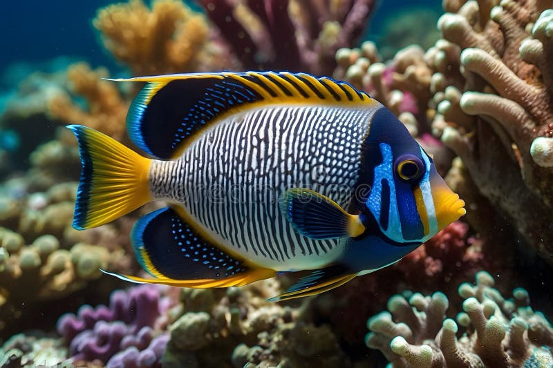 An Angel Fish Swimming Beautifully Stock Image - Image of underwater ...