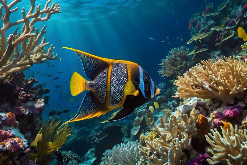 An Angel Fish Swimming Beautifully Stock Photo - Image of tropical ...