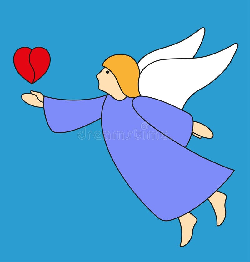 Angel in flight with heart stock vector. Illustration of heart - 268858356