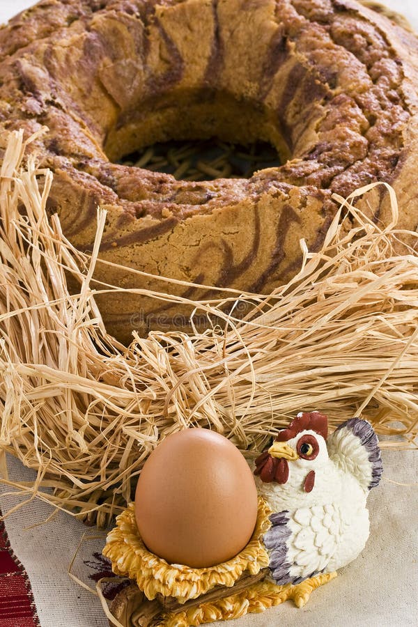 Angel Food Cake and Hen Shaped Egg Holder Stock Image - Image of ...