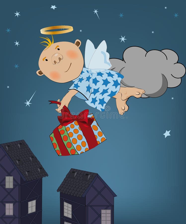 Angel with gifts stock illustration. Illustration of holiday - 12070546