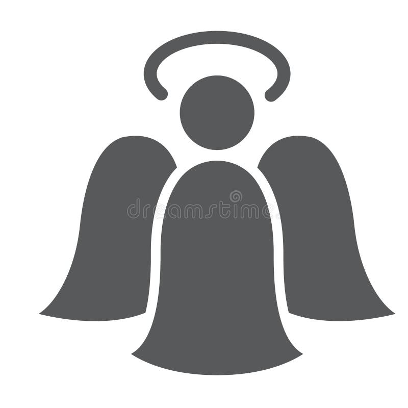 Angel Glyph Icon, Religion and Heaven, Character Sign, Vector Graphics, a Solid Pattern on a ...