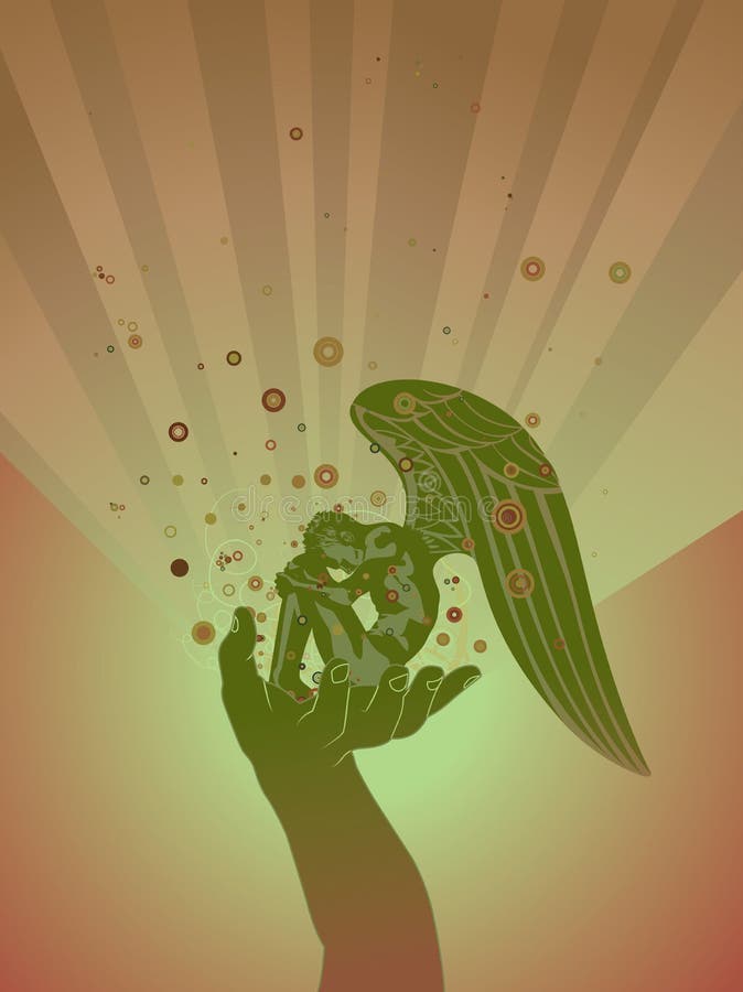 Angel on god hand stock vector. Illustration of decoration - 40549584