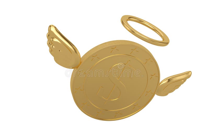 Angel Gold Coin Isolated on White Background. 3D Illustration Stock ...