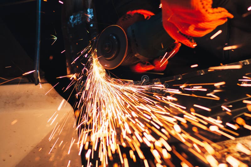 Angel Grinder Make Flash Sparks Metal Cutting Stock Photo - Image of ...