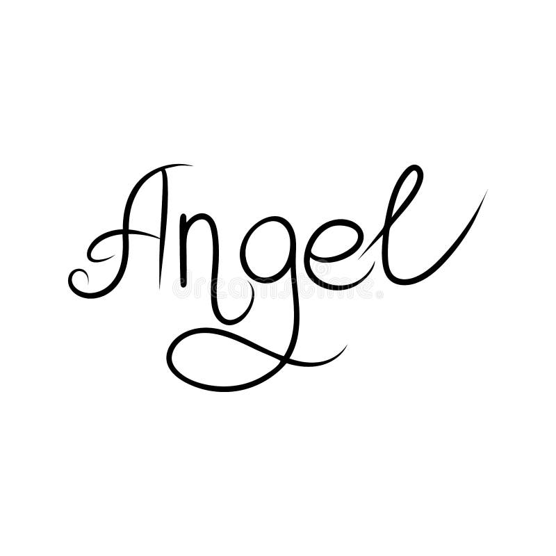 Angel. Hand Drawn Calligraphy, Black Letters Isolated on White ...