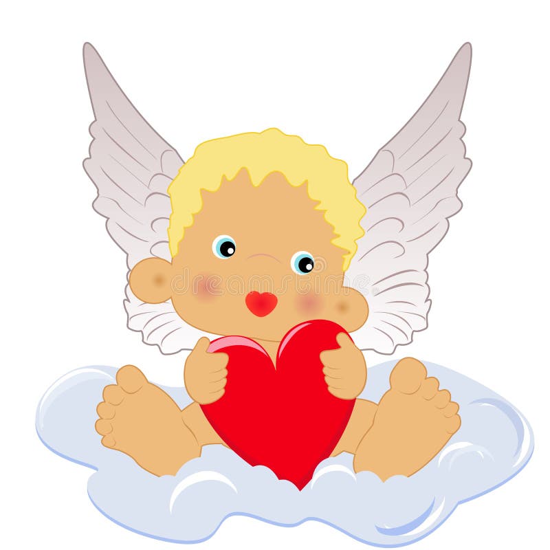 Angel with heart stock illustration. Illustration of small - 12276402