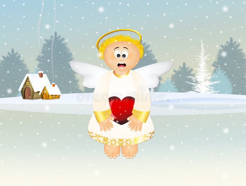 Angel with heart stock illustration. Illustration of joyful - 95206732