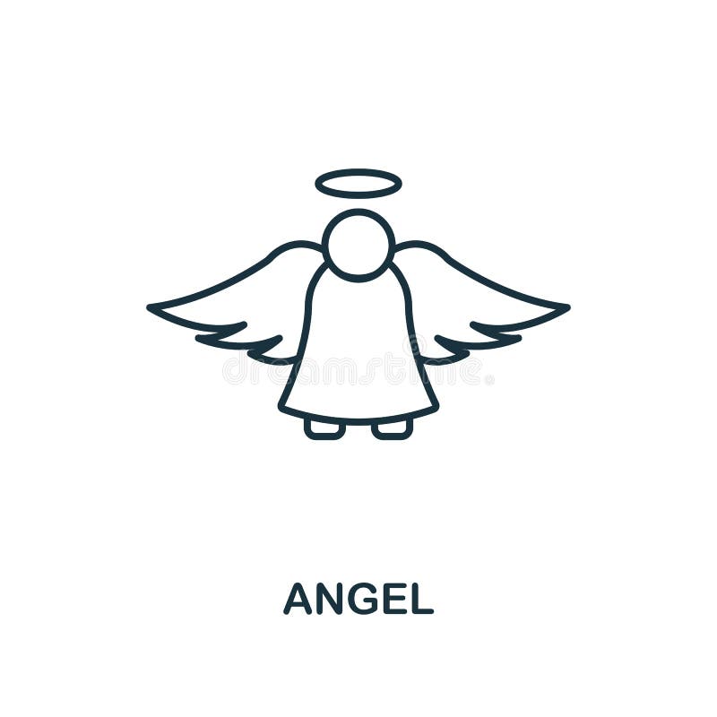 Angel Icon. Line Style from Christmas Icon Collection. Thin Angel Icon ...