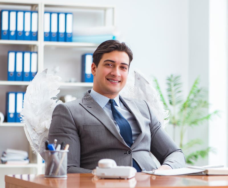 Angel Investor Concept with Businessman and Wings Stock Photo - Image ...