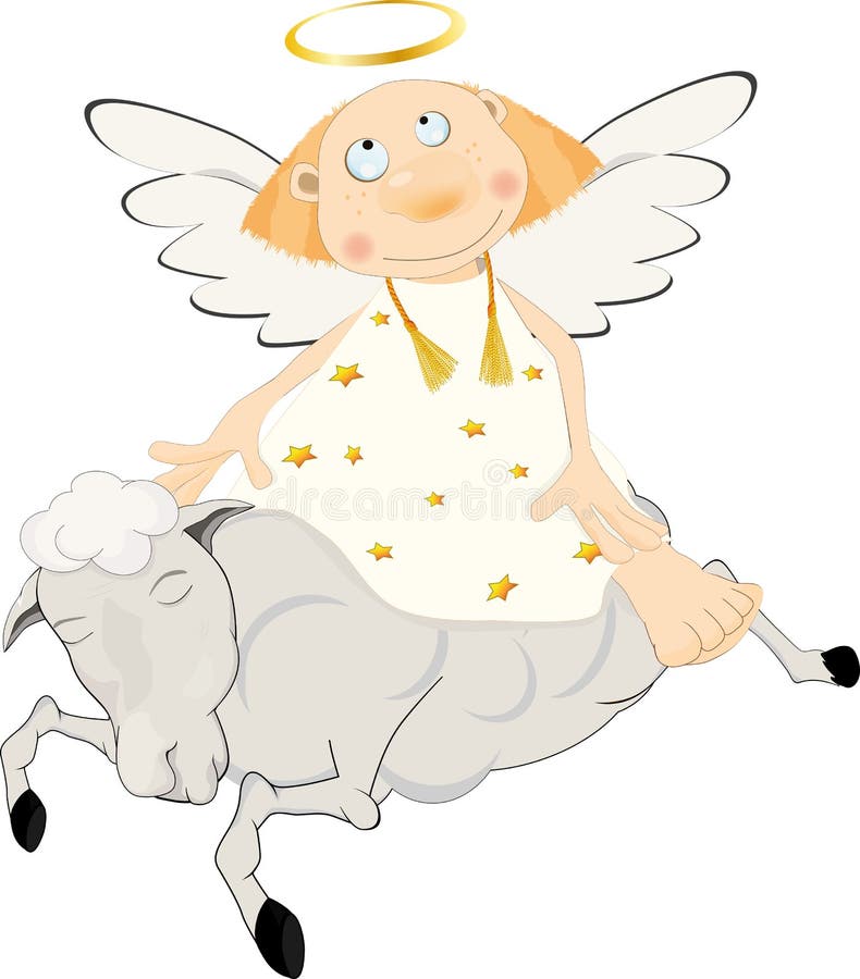 Angel on a lamb stock vector. Illustration of baby, decoration - 17599917