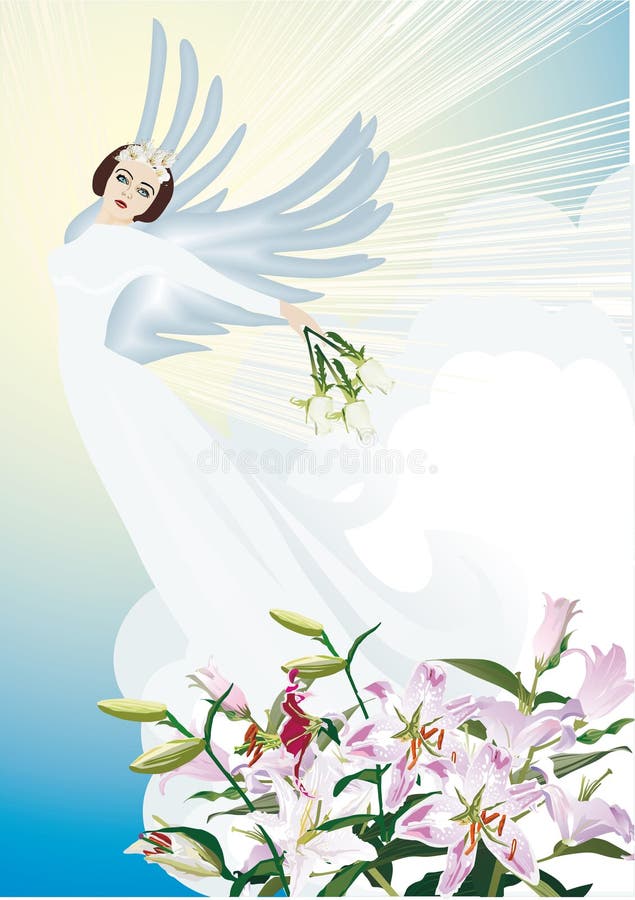 Angel and lily flowers stock vector. Illustration of beautiful - 16395765
