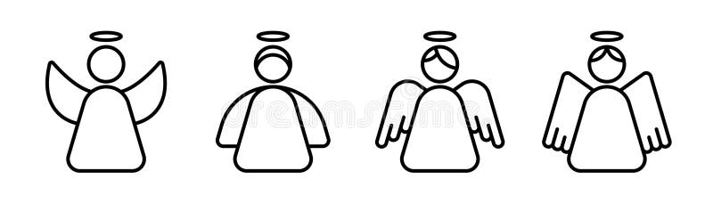 Angel Line Icon. Christmas Angel Icon Set. Angel with Nimbus Line Icon ...