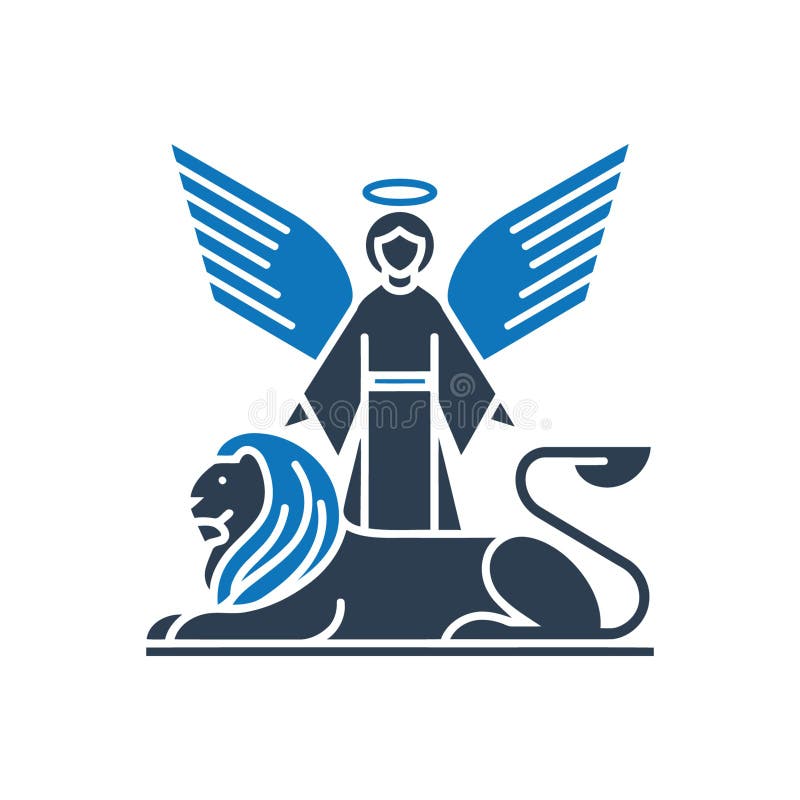 Angel with Lion Icon stock illustration. Illustration of strength ...