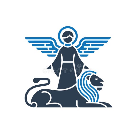 Angel with Lion Icon stock illustration. Illustration of wings - 373775670