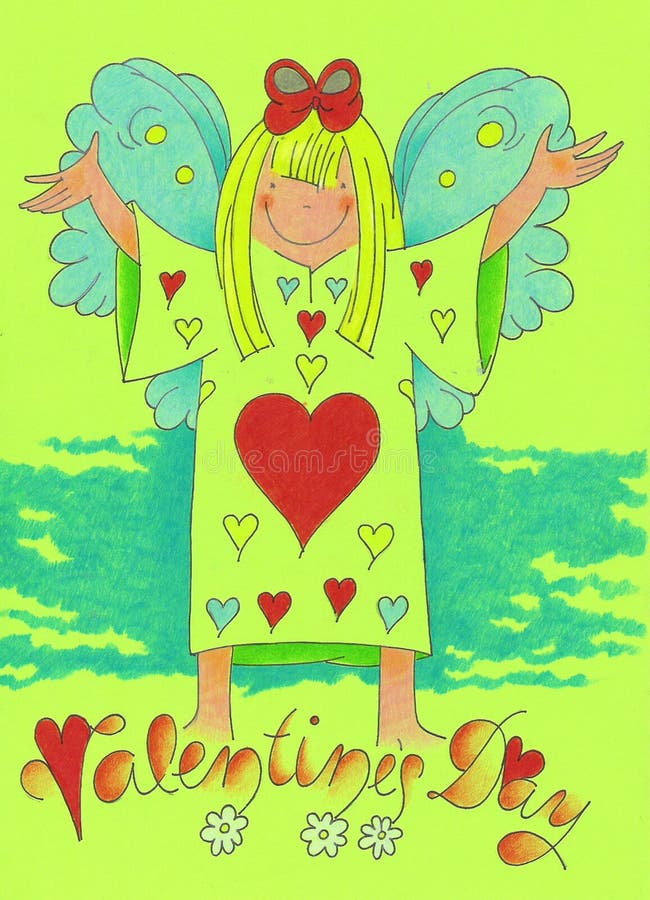 Angel in Love- Valentine Day Stock Illustration - Illustration of love ...