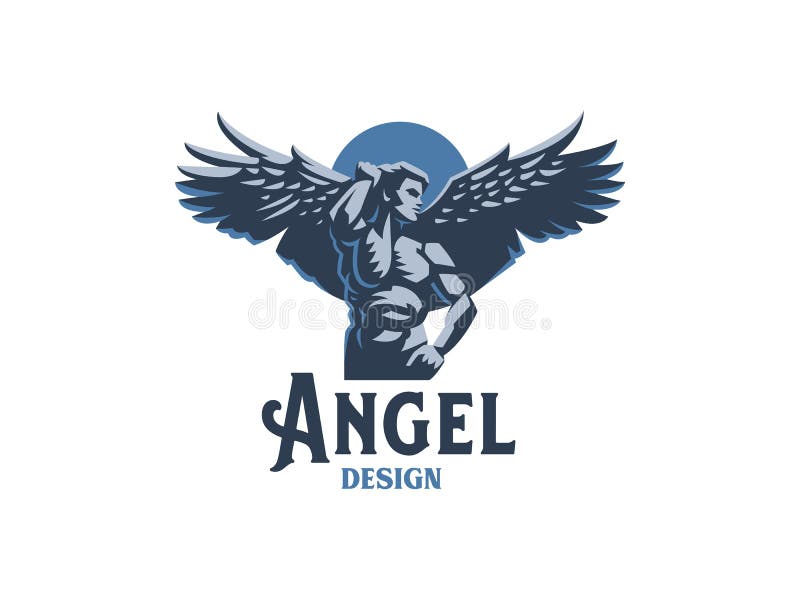 Angel man. Vector emblem. stock vector. Illustration of icon - 126172055