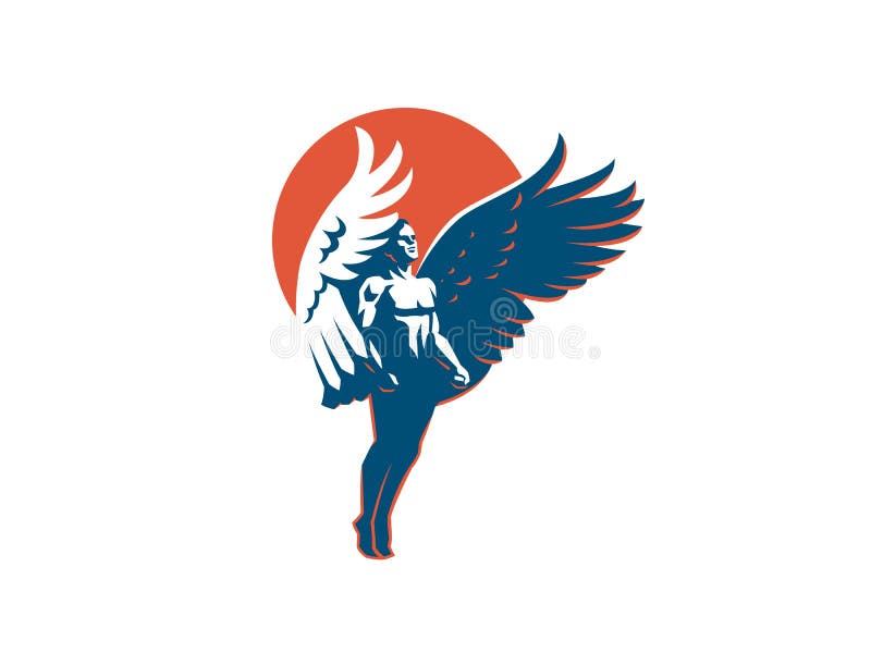 Angel man. Vector emblem. stock vector. Illustration of muscle - 124406307