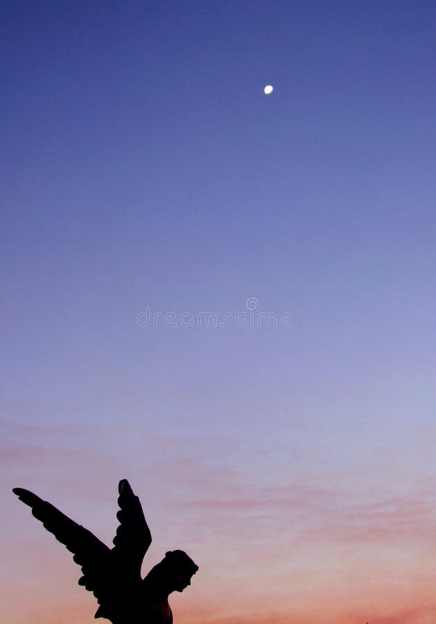 Angel and Moon stock photo. Image of serenity, dawn, sunrise - 7111384