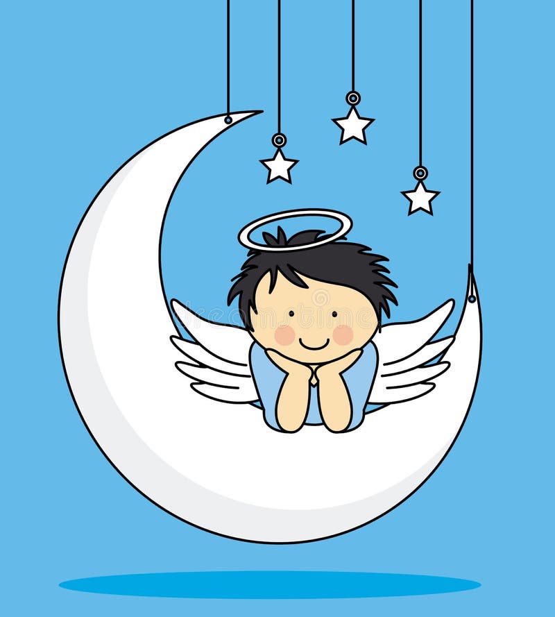 Angel on a Moon stock vector. Illustration of birth, celebration - 42108183