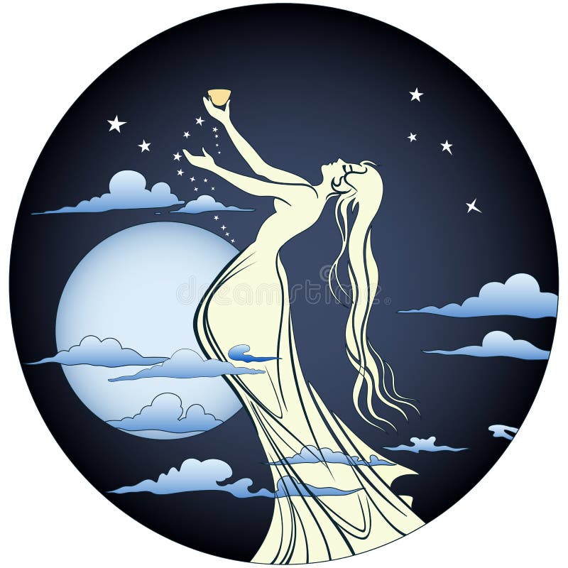 Angel in moonlight stock vector. Illustration of circle - 17847388