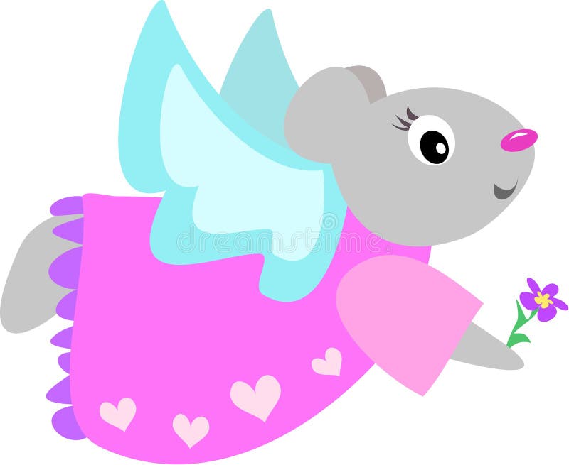 Angel Mouse with Flower stock vector. Illustration of cartoon - 13530592