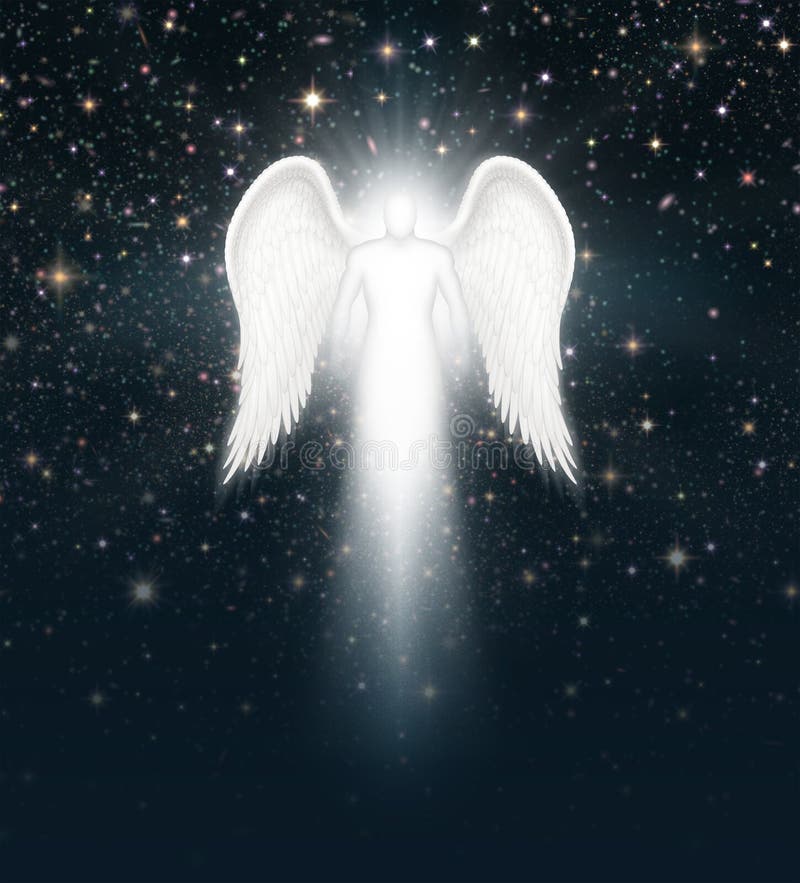 Angel in the Night Sky stock illustration. Illustration of seraphim ...