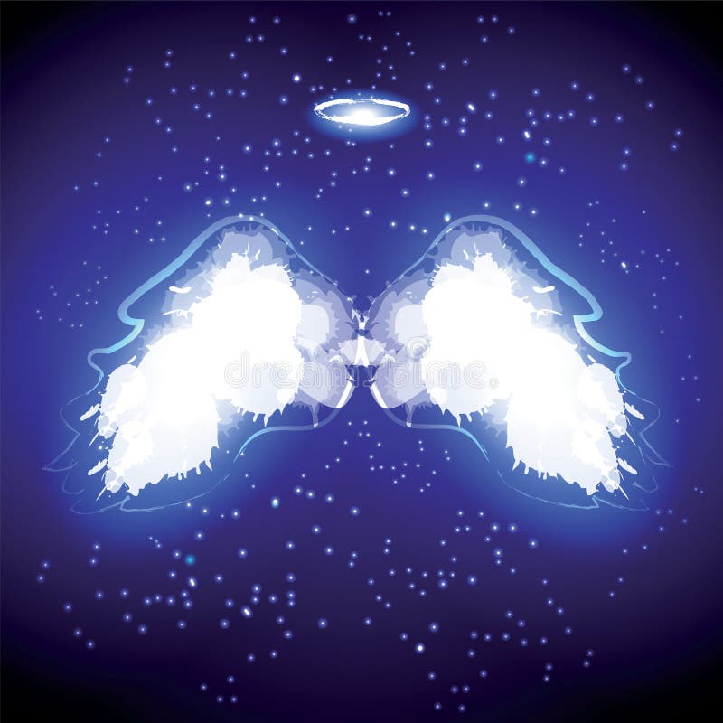 Angel Nimbus and Wings on Black Background. Stock Vector - Illustration ...
