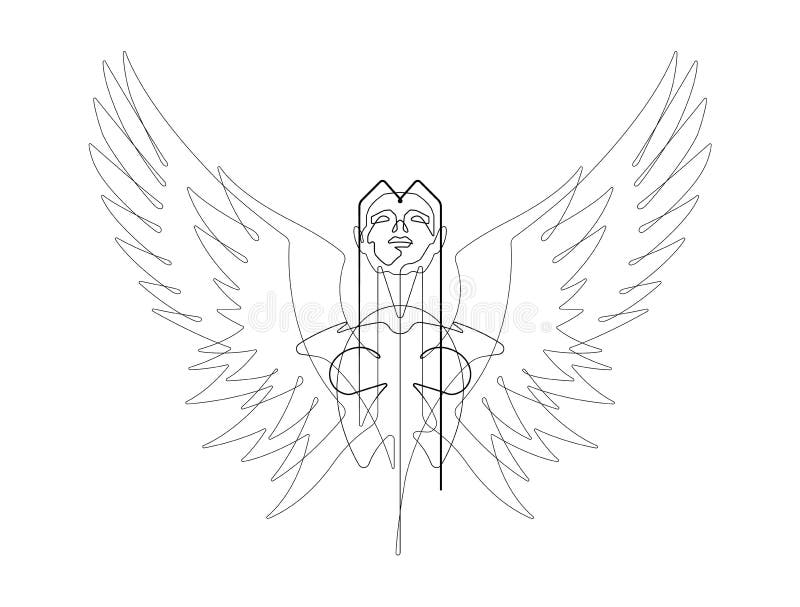 Angel One Continuous Line Vector Graphic Illustration Stock Vector ...