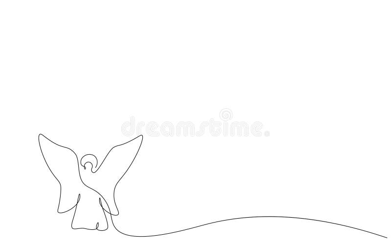 Angel One Line Drawing Vector Illustration Stock Vector - Illustration ...