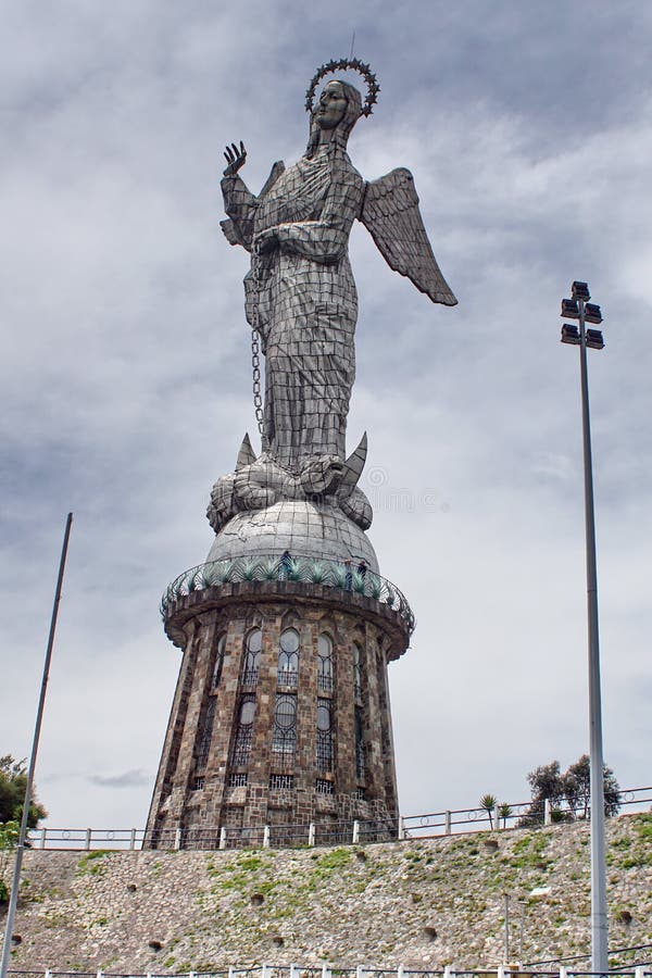 Angel on the Pancillo in Quito Stock Image - Image of angel, clouds ...