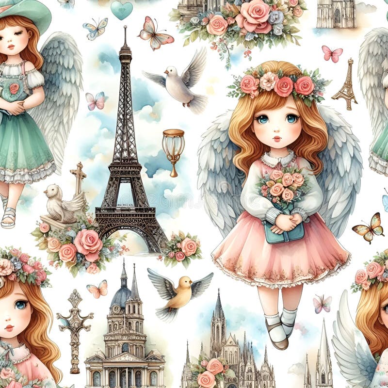 Angel paris stock illustration. Illustration of anime - 361629037