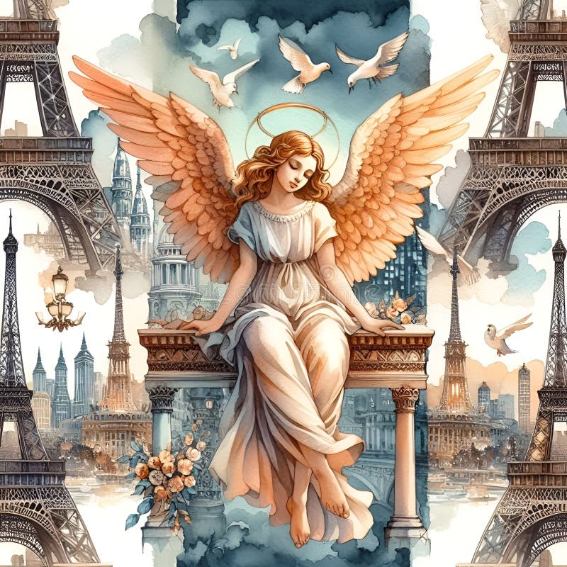 Angel paris stock illustration. Illustration of monument - 361629469