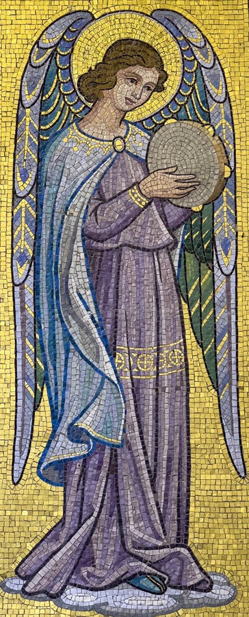 An Angel Playing on a Harp (making Music) in Stained Glass Stock Image ...