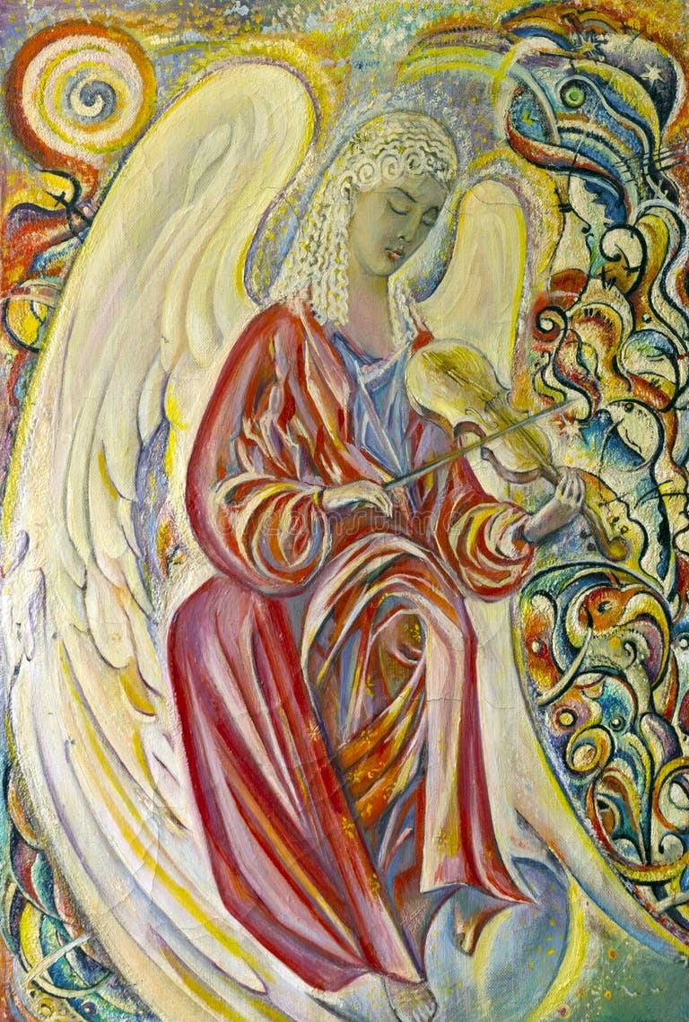 Angel Playing Instrument Stock Illustrations – 295 Angel Playing ...