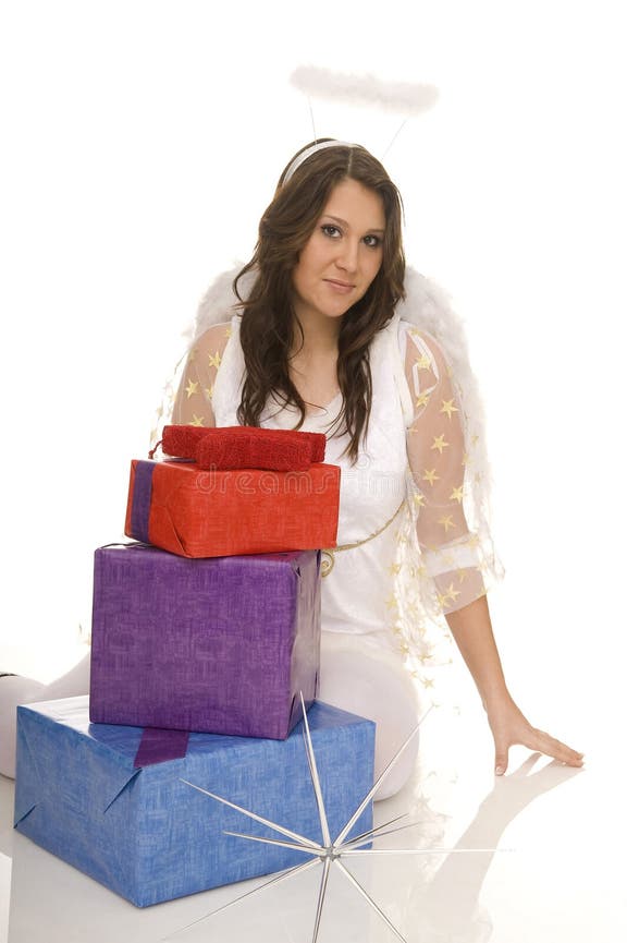 Angel with present stock photo. Image of luck, donate - 9288534