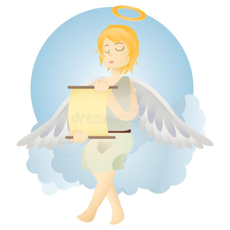 Angel Reading Scroll. Vector Illustration Decorative Design Stock ...